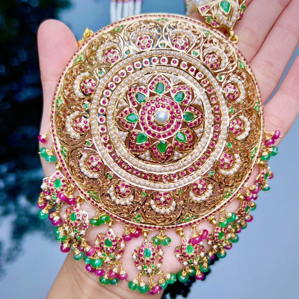 Heavy Indian Rani Haar Sets | For Brides | 22k Gold with Pearls and Pr