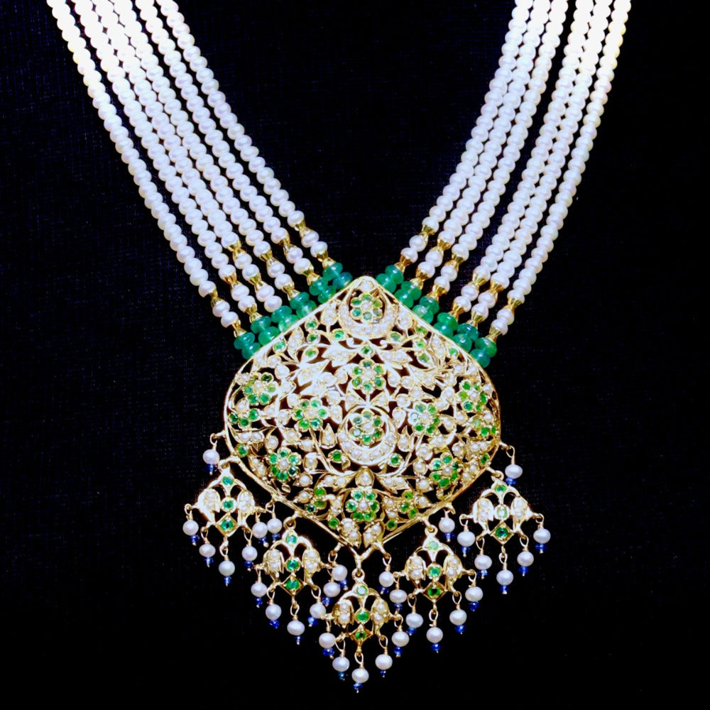 Buy Gold Plated Indian Rani Haar Online | Pearls & Emeralds | Sterling ...