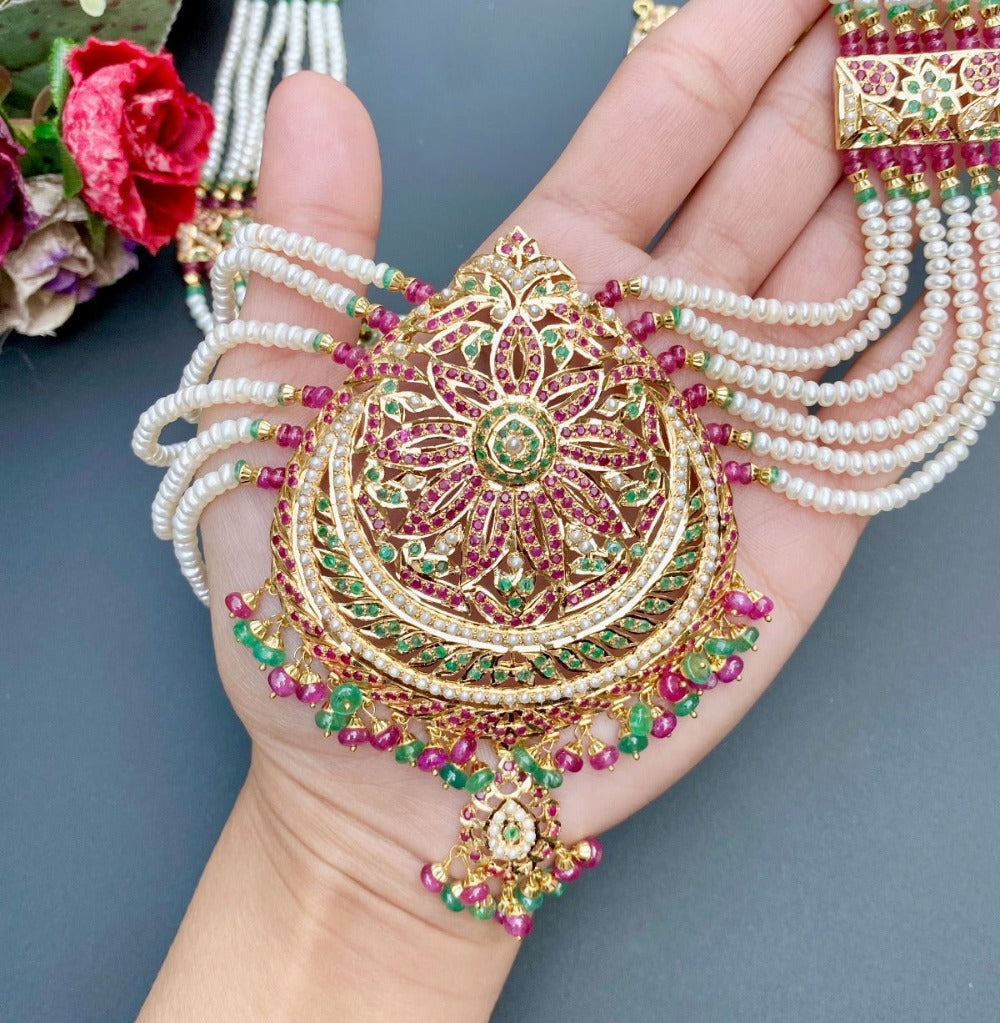 Bridal Long Rani Haar Set | 916 Gold | Heavy Punjabi Jadau Ranihaar